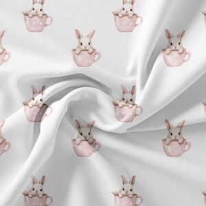 Cute Bunny Cup Digital Paper - Nursery Wallpaper - Watercolor Rabbits ...