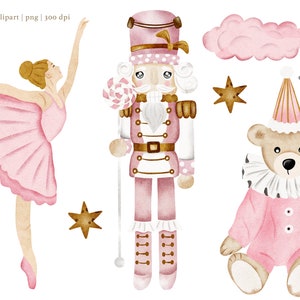 Candy Christmas Clipart - Sweet Holiday Fabric - Watercolor Nutcracker ...