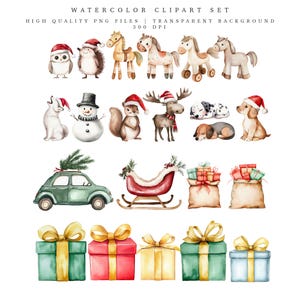 Watercolor Christmas Joy Clipart Bundle Digital Download Merry ...