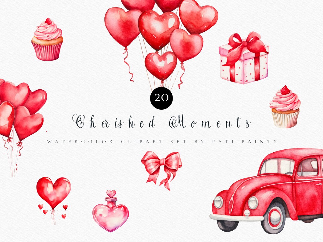 Valentines Day Clipart Set - Red Heart Balloon Clipart - Love Clipart ...
