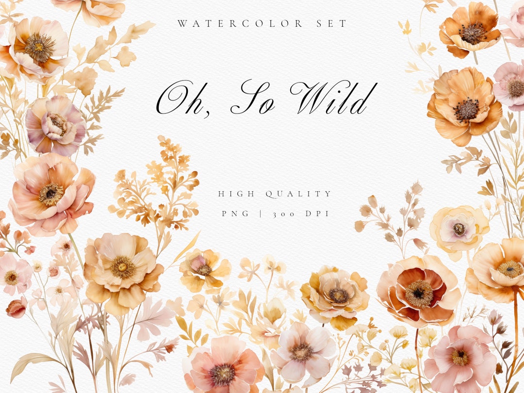 Watercolor Floral Clipart Bundle - Dried Plants Clipart for Wedding ...