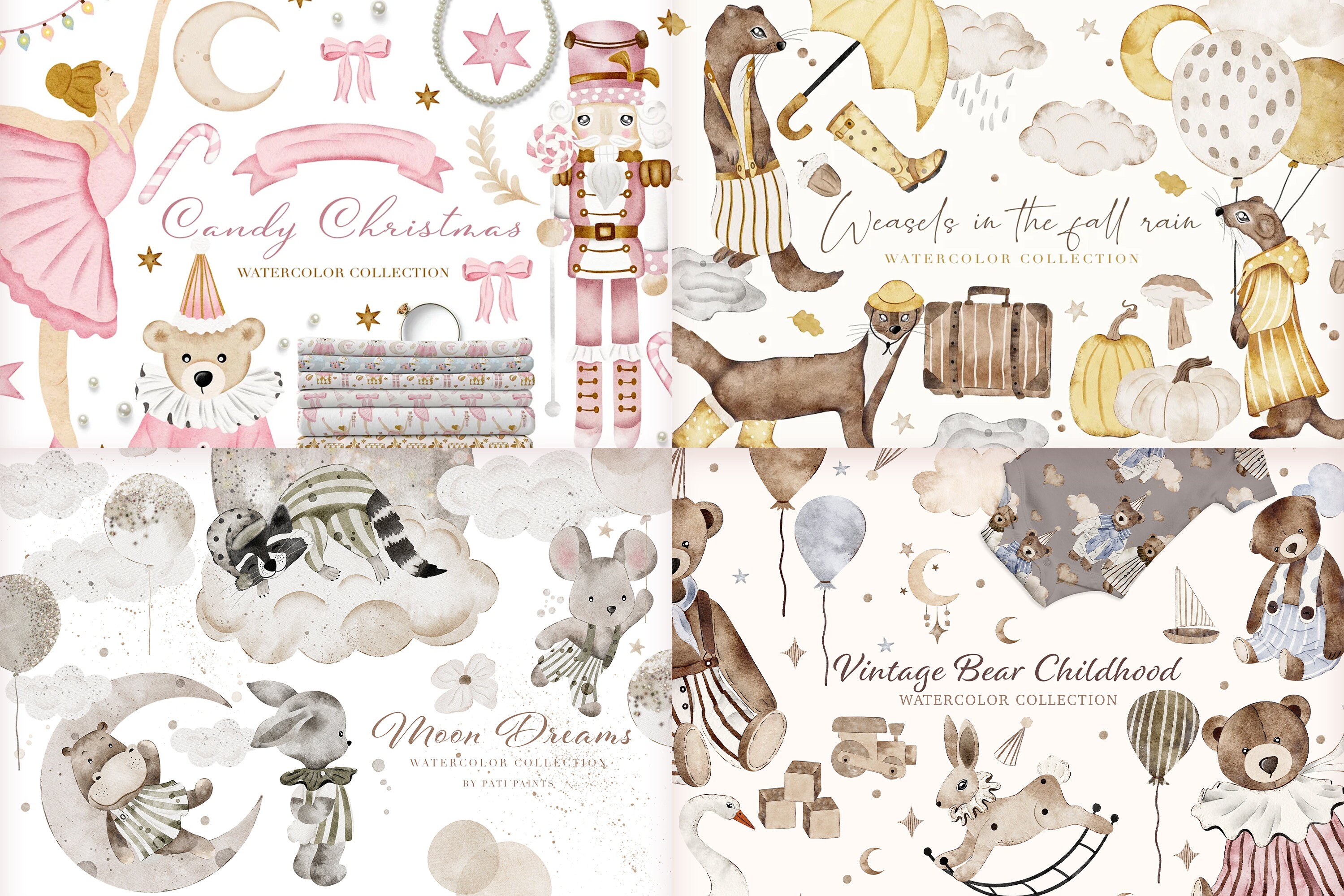 Graphic Kids Bundle Digital Watercolor Clipart Bundle Clipart Bundle ...