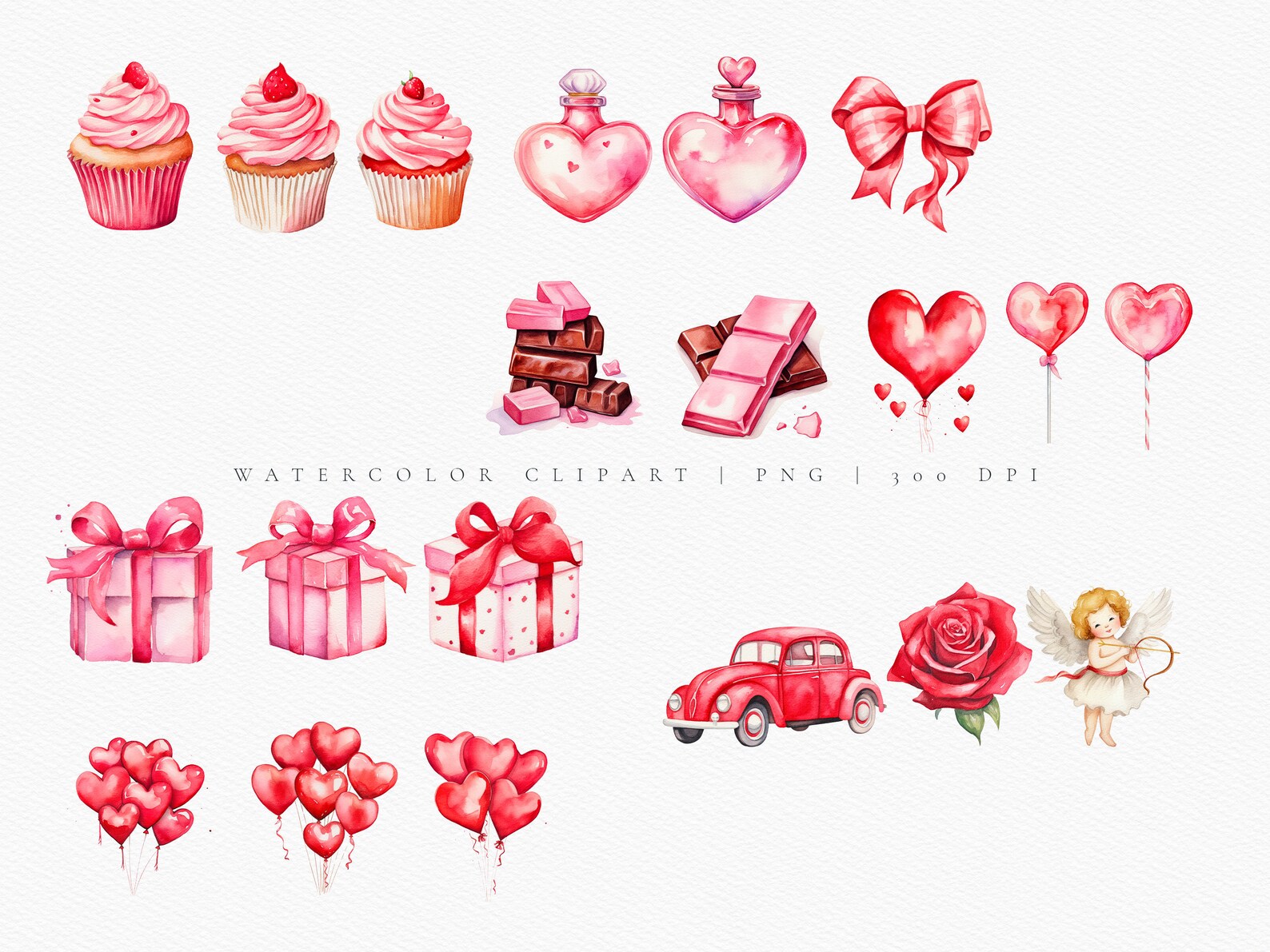 Valentines Day Clipart Set Red Heart Balloon Clipart Love Clipart ...