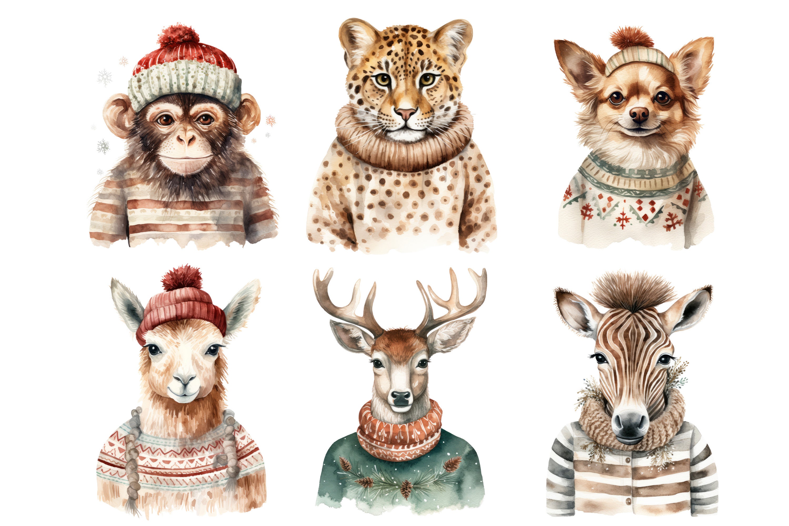 Watercolor Winter Animals Clipart PNG - Watercolor Animals Bundle ...