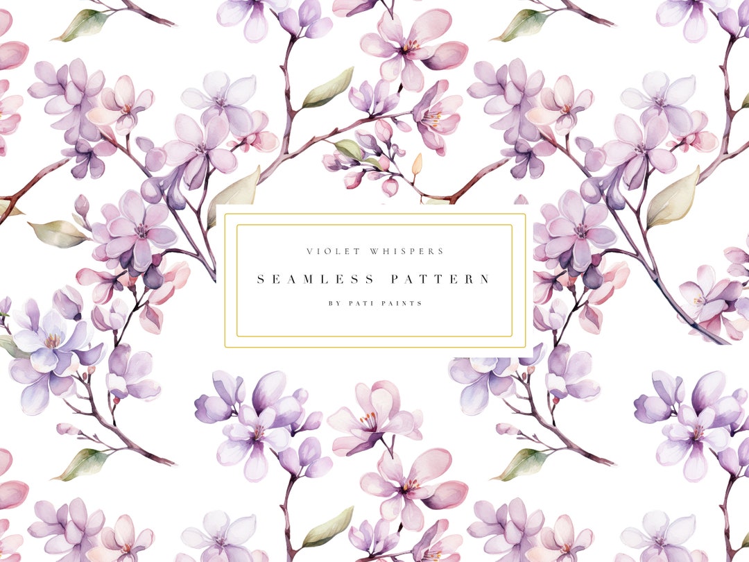 Purple Lilac Digital Paper - Nursery Decor - Floral Seamless Pattern ...