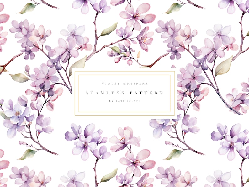 Purple Lilac Digital Paper - Nursery Decor - Floral Seamless Pattern ...