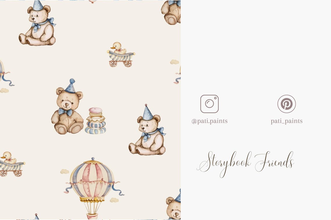 Nursery Toys Seamless Pattern - Baby Boy Nursery Digital Paper | Hot ...