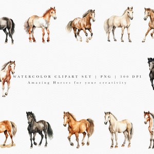 Watercolor Horse Clipart Bundle - Farm Animal Clipart - Nursery Wall ...