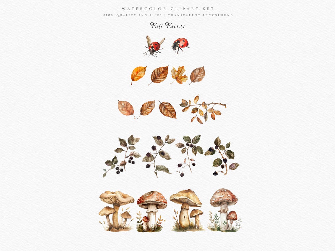 Autumn Forest Animal Clipart Bundle - Watercolor Forest Animal Wall Art ...