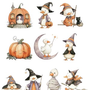 Witchy Goose Parade Halloween Clipart Set, 20 PNG Transparent Files ...