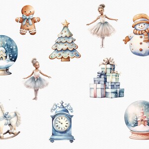 Blue Christmas Clipart - Watercolor Winter Clipart - Ballerina Clipart ...