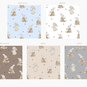 Watercolor Hand Painted Bunny Digital Paper - Color Background ...