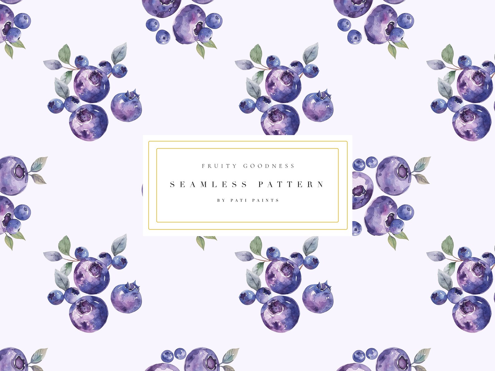 Watercolor Blueberry Digital Paper Fruit Seamless Pattern Watecolor ...