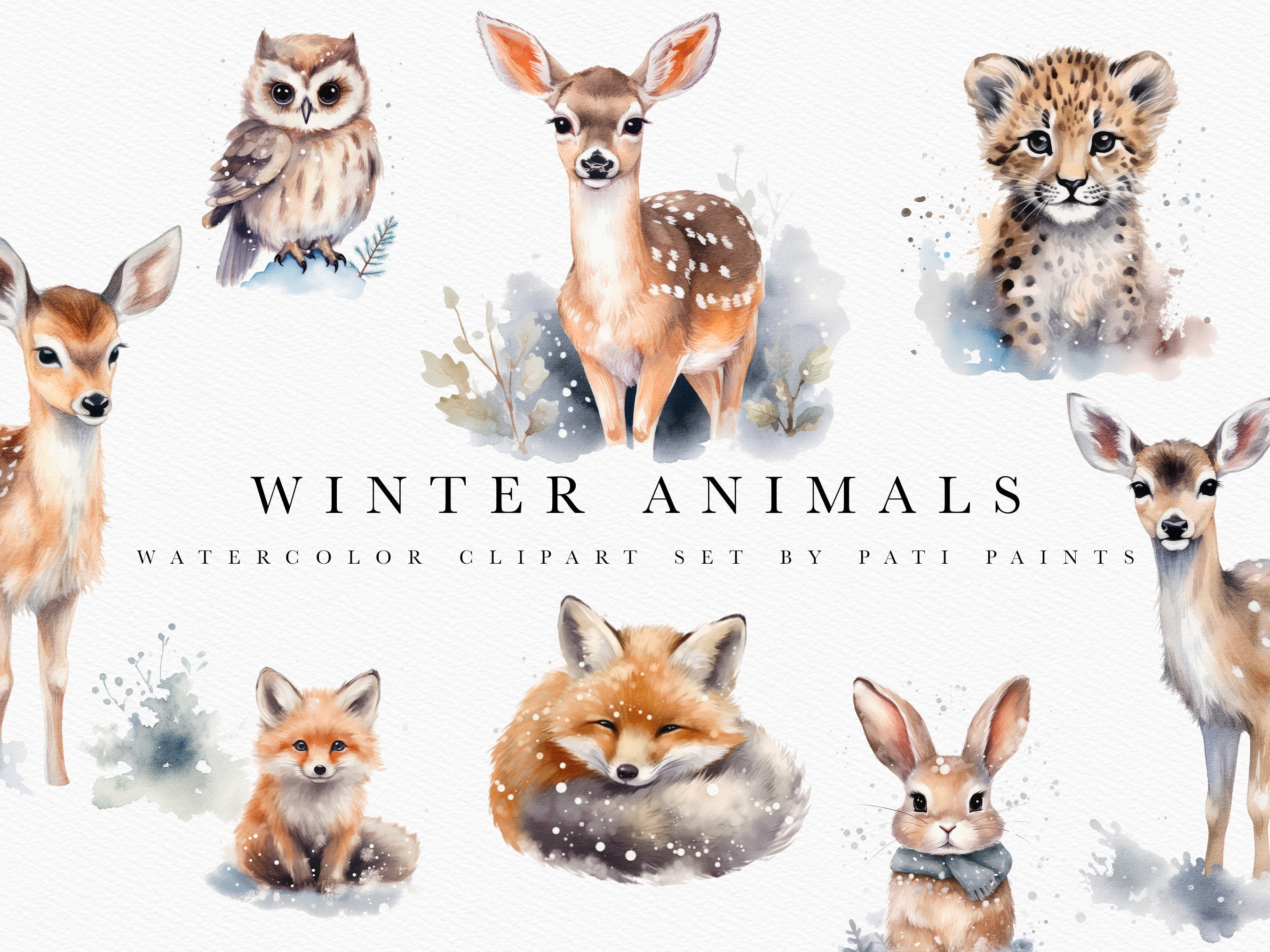 Winter Animals Clipart Bundle Watercolor Clipart Watercolor Animals ...
