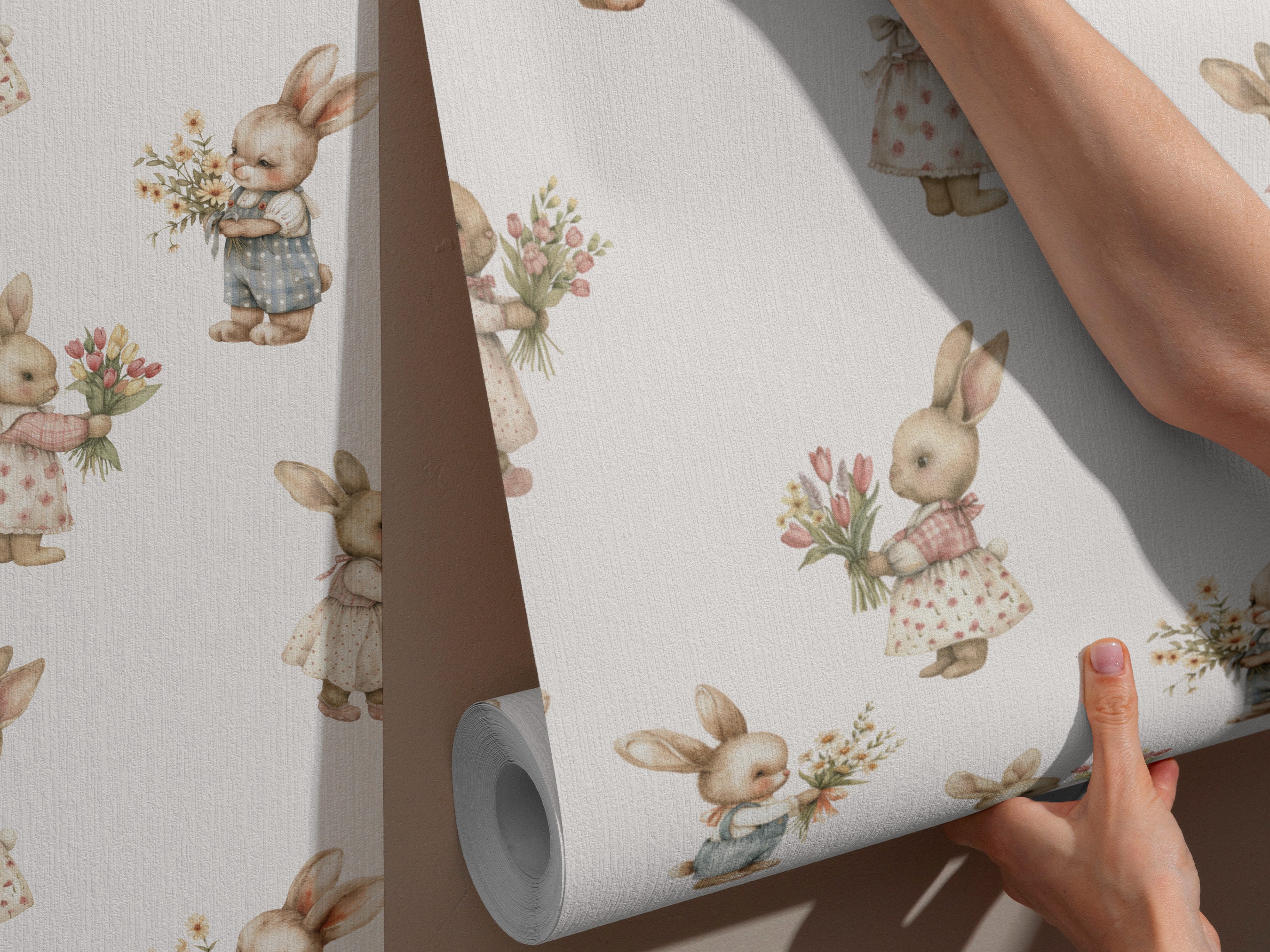 Easter Bunny Digital Paper Easter Paper Seamless Pattern Watercolor ...