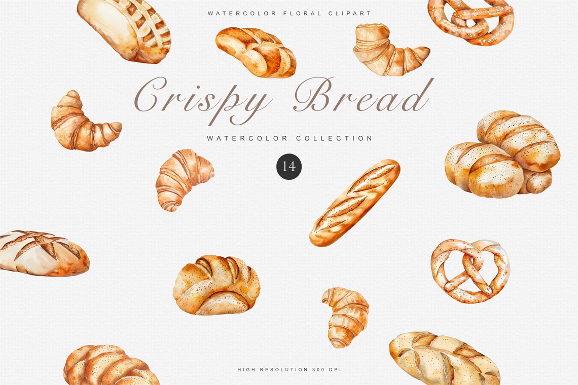 Watercolor Bakery Clipart Set for Commercial Use Digital Download Bread ...