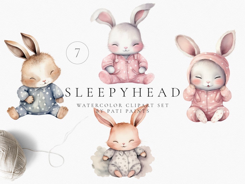 Watercolor Sleepyhead Clipart Set for Baby Shower Invite Sleeping Baby ...