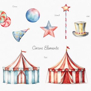Watercolor Circus Animal Clipart Bundle, Circus Tent Clipart, Nursery ...