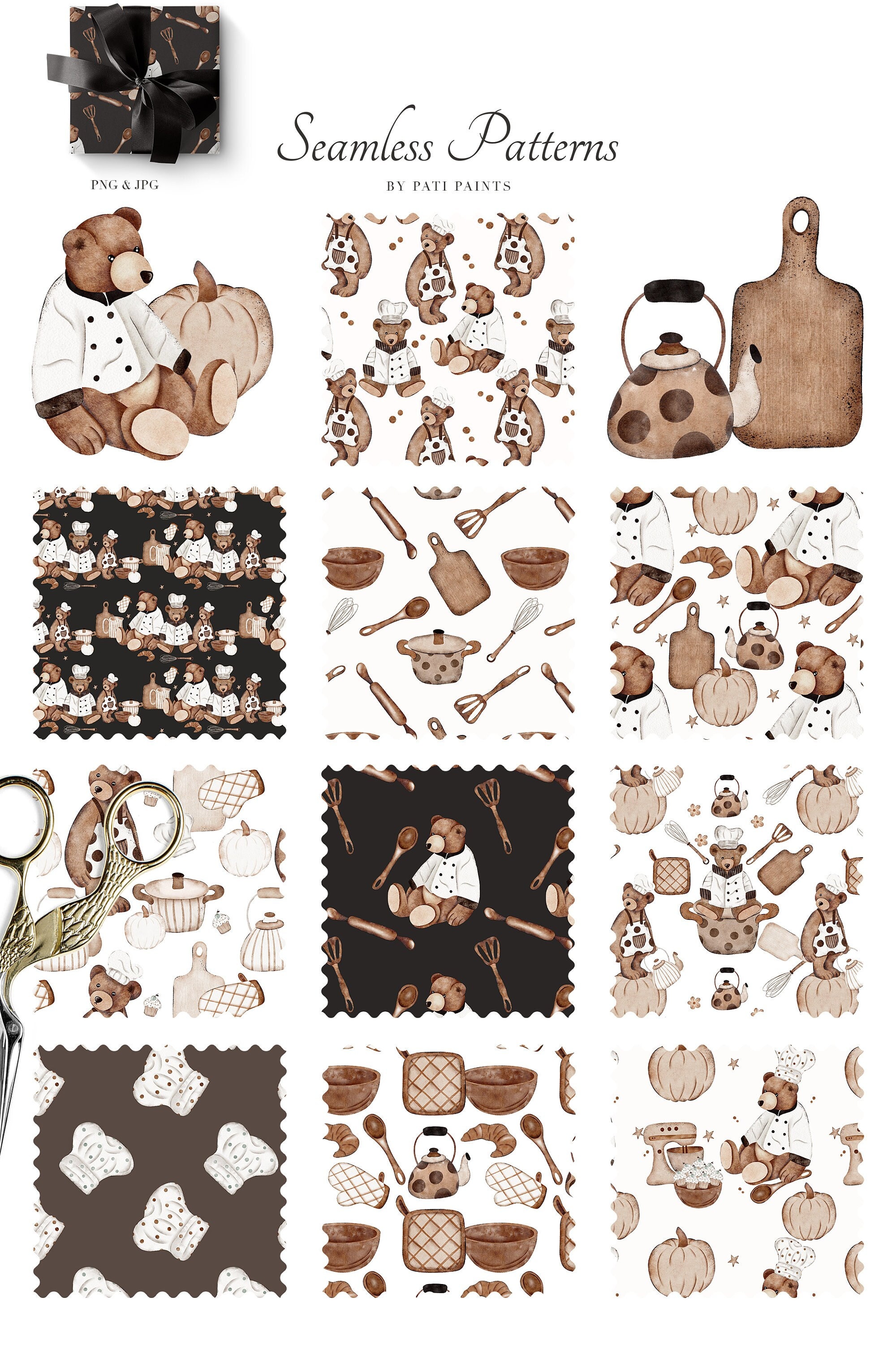 Teddy Bear Digital Papers Scrapbook Papers Seamless - Etsy