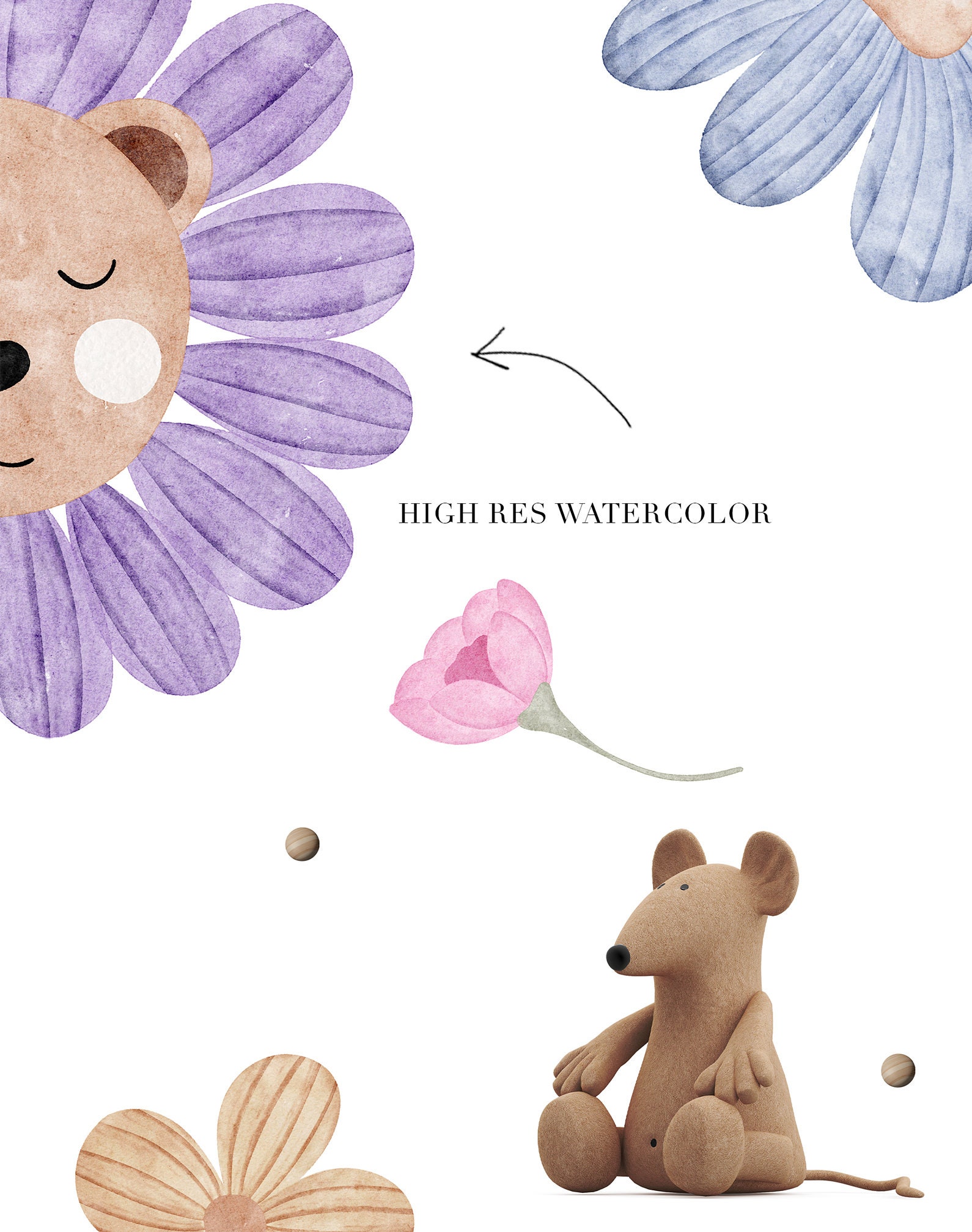 Spring Sweet Baby Watercolor Clipart - Floral Spring Clip Art ...