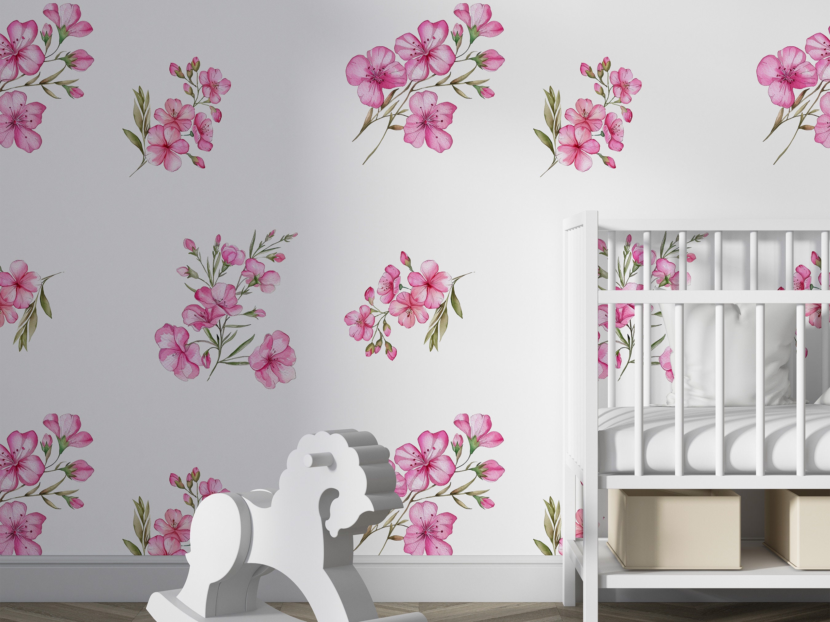 Pink Spring Flower Digital Paper Floral Seamless Pattern Digital ...