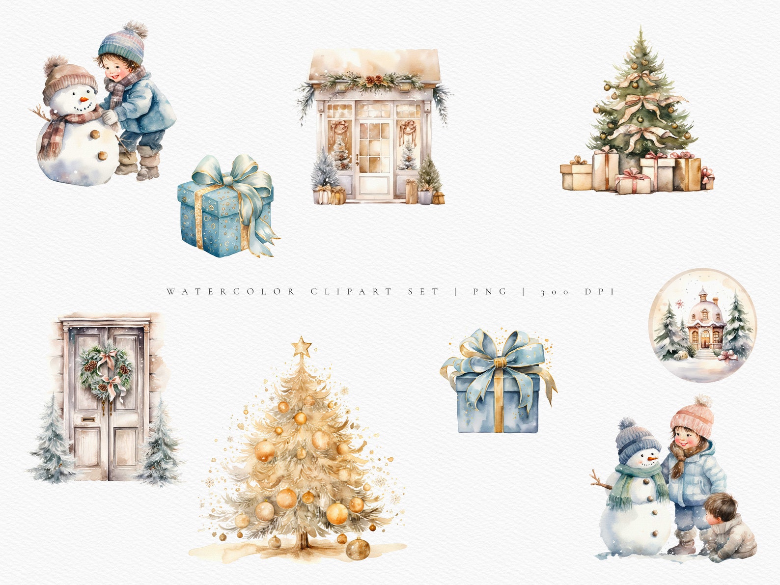 Watercolor Winter Clipart Set Christmas Digital Clipart Winter Clip Art ...