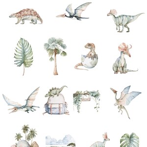 Watercolor Cute Dinosaur Clipart Bundle, Nursery Graphic for Kids, Baby ...