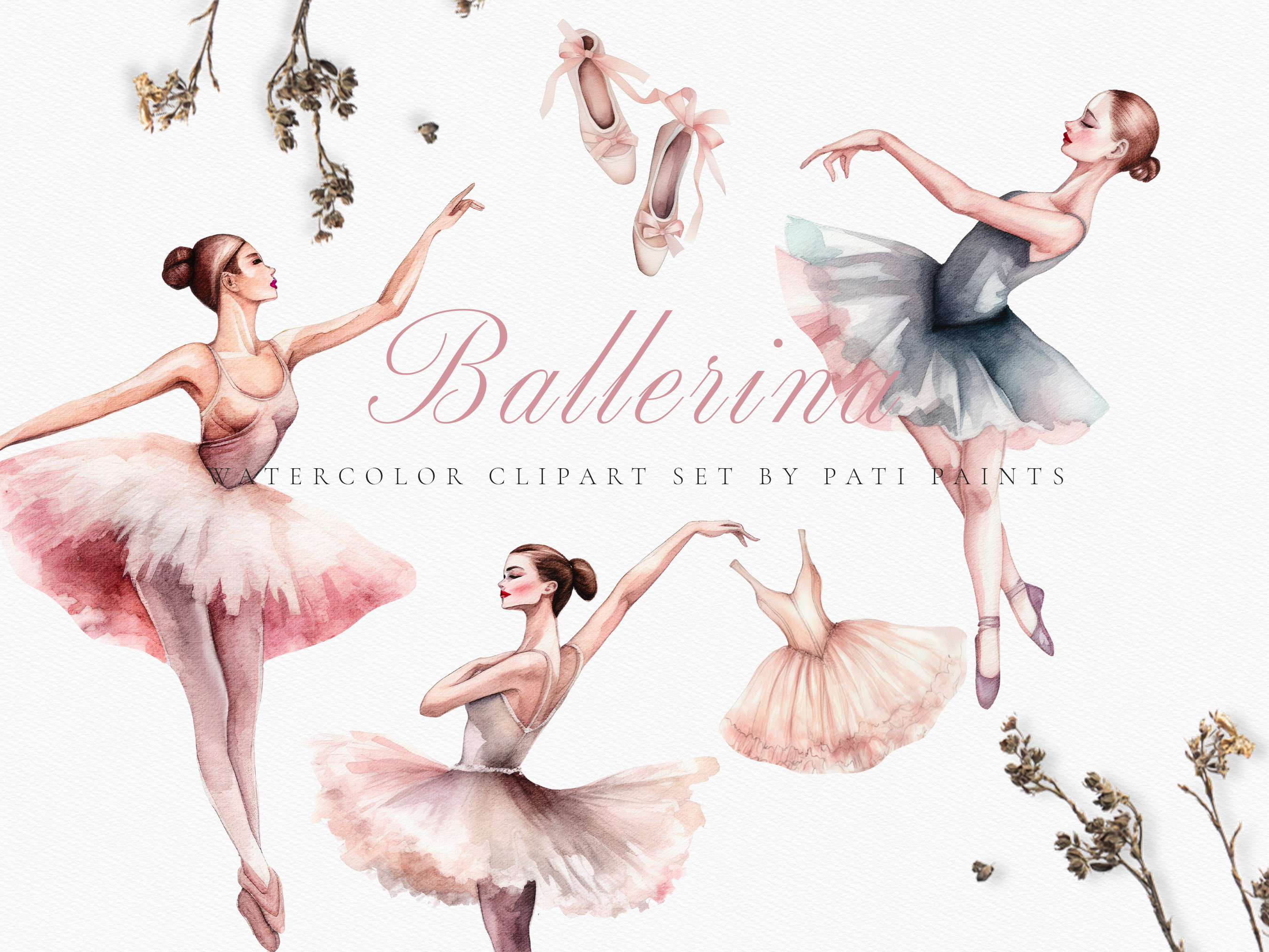 Watercolor Ballet Dancer Clipart for Commercial Use Ballerina Clipart ...
