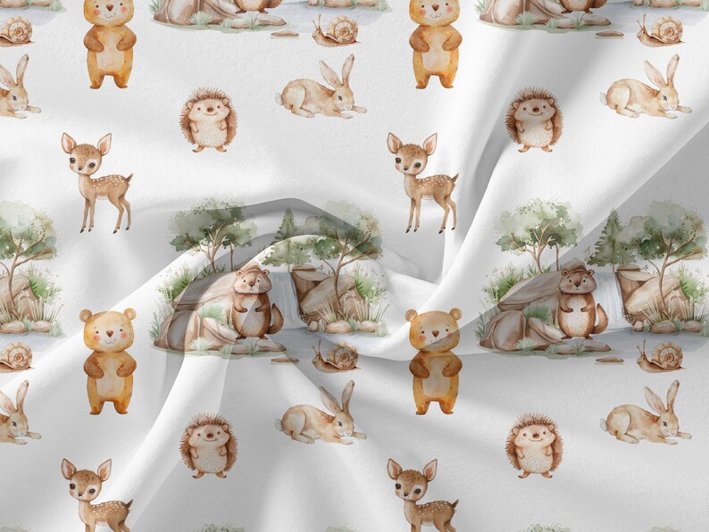 Watercolor Woodland Animal Digital Paper Set Seamless Pattern Digital ...