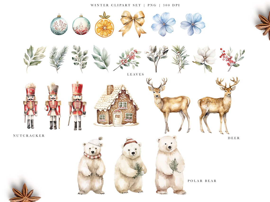 Christmas Magic Watercolor Clipart for Merry Christmas Cards Christmas ...