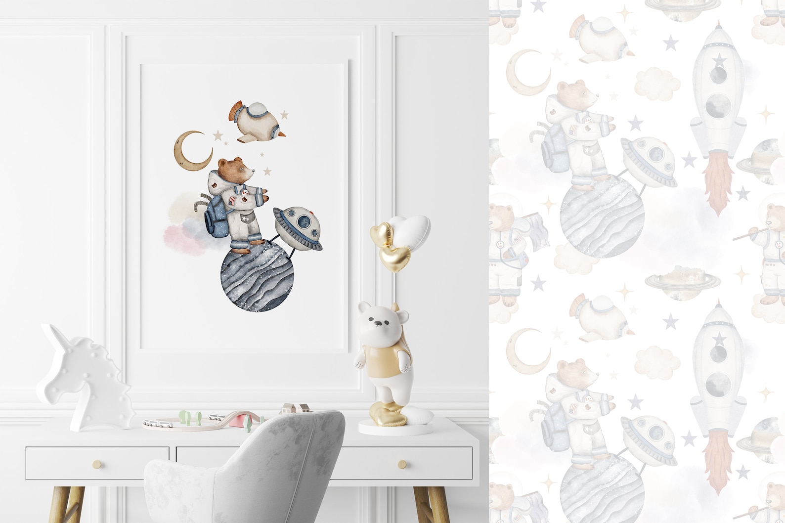 Watercolor Astronaut Cute Bear Digital Clipart for Commercial Use ...