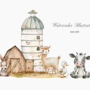 Watercolor Little Farm Animal Clipart Bundle - Scrapbook Clipart ...