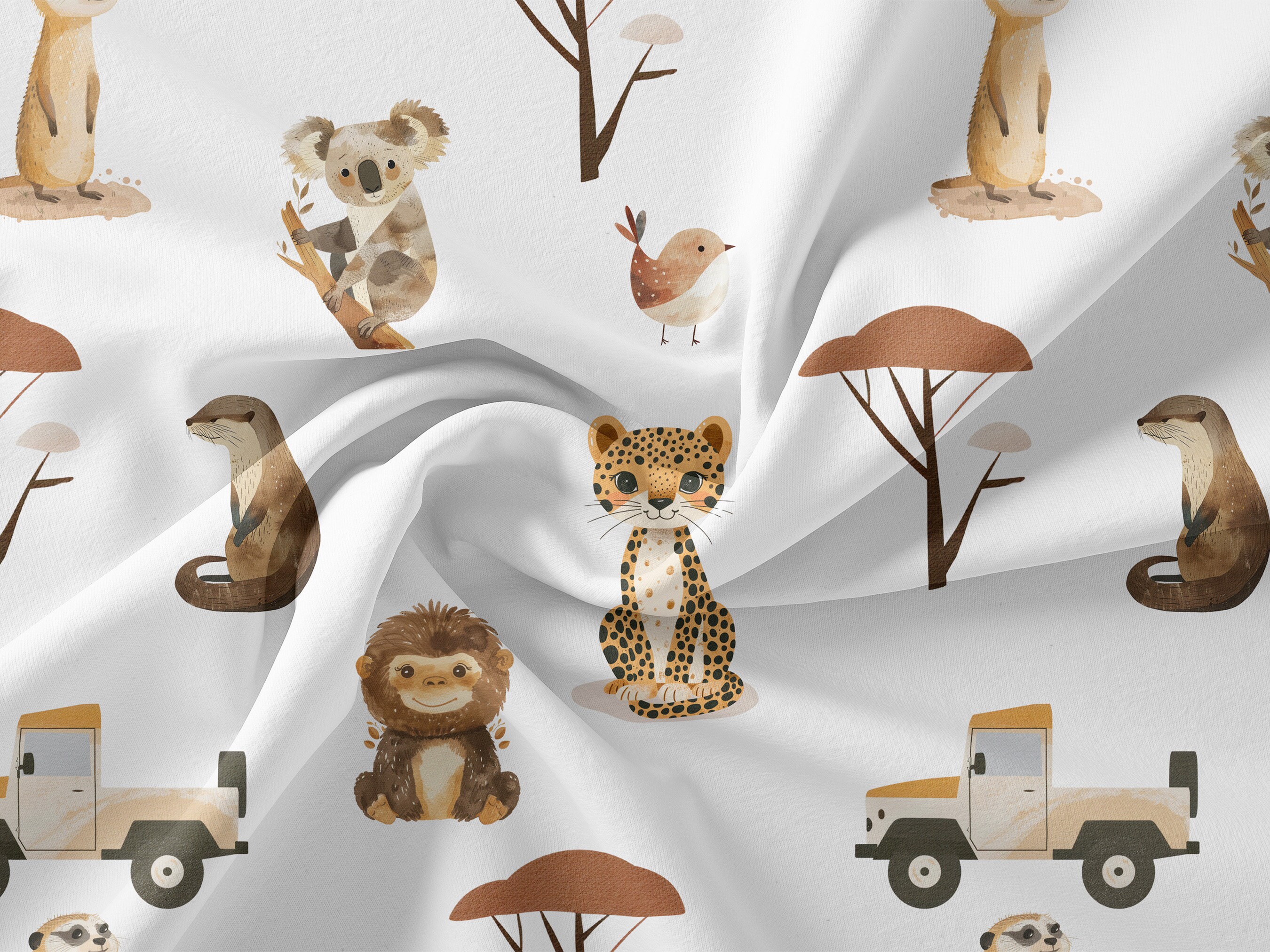 Watercolor Safari Animals Digital Paper - Digital Background - Nursery ...
