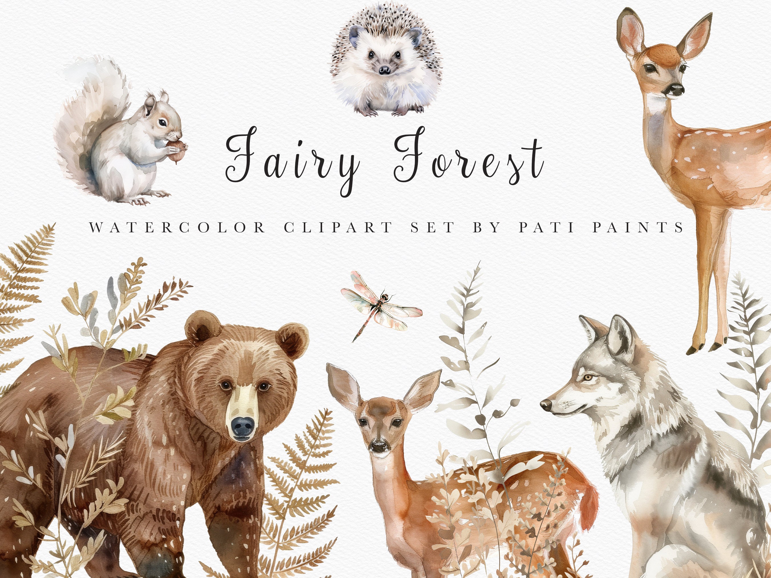 Watercolor Fairy Forest Clipart Bundle Digital Clipart for Kids ...