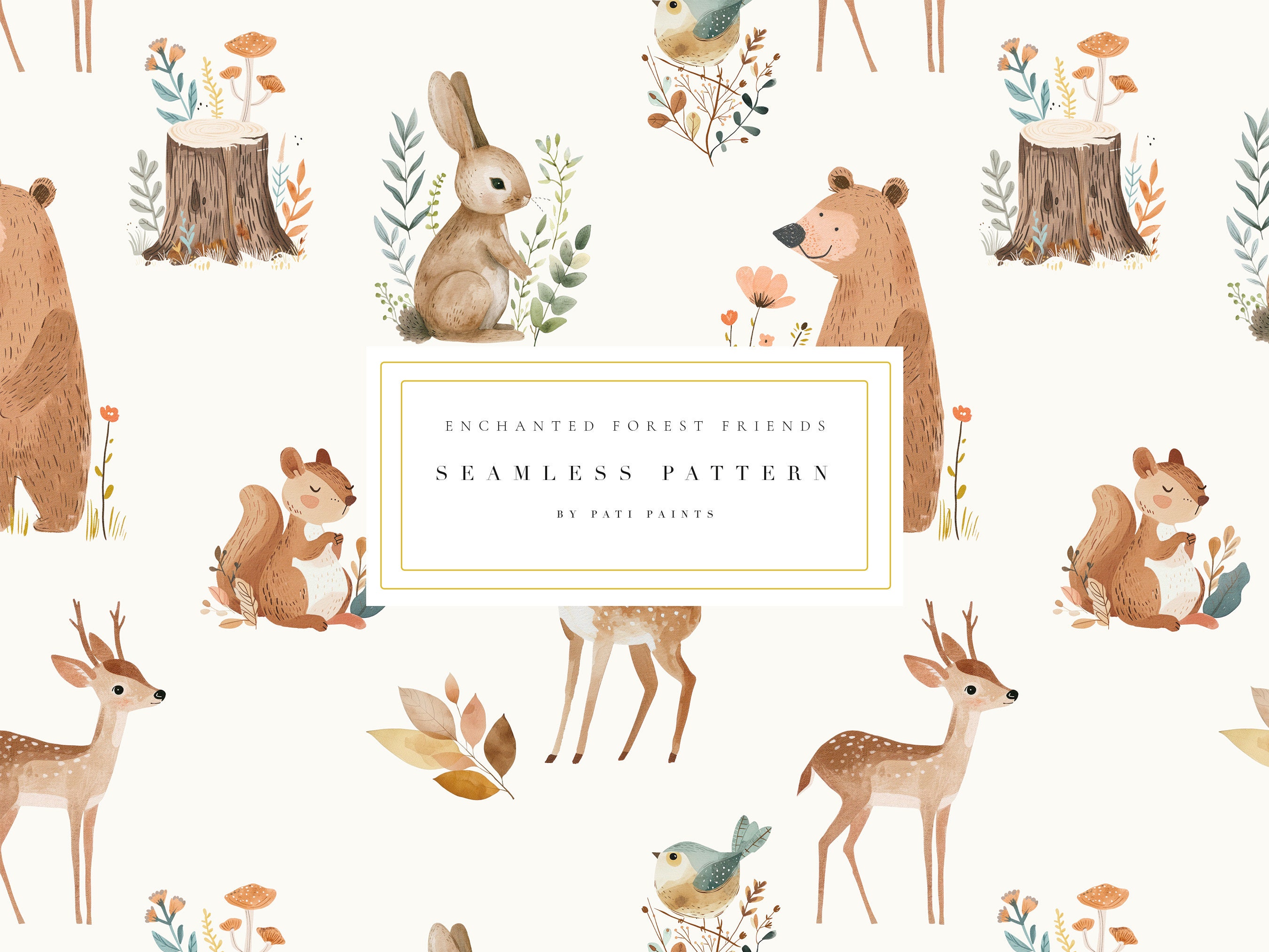 Woodland Animal Digital Paper - Scrapbook Paper - Nursery Seamless ...