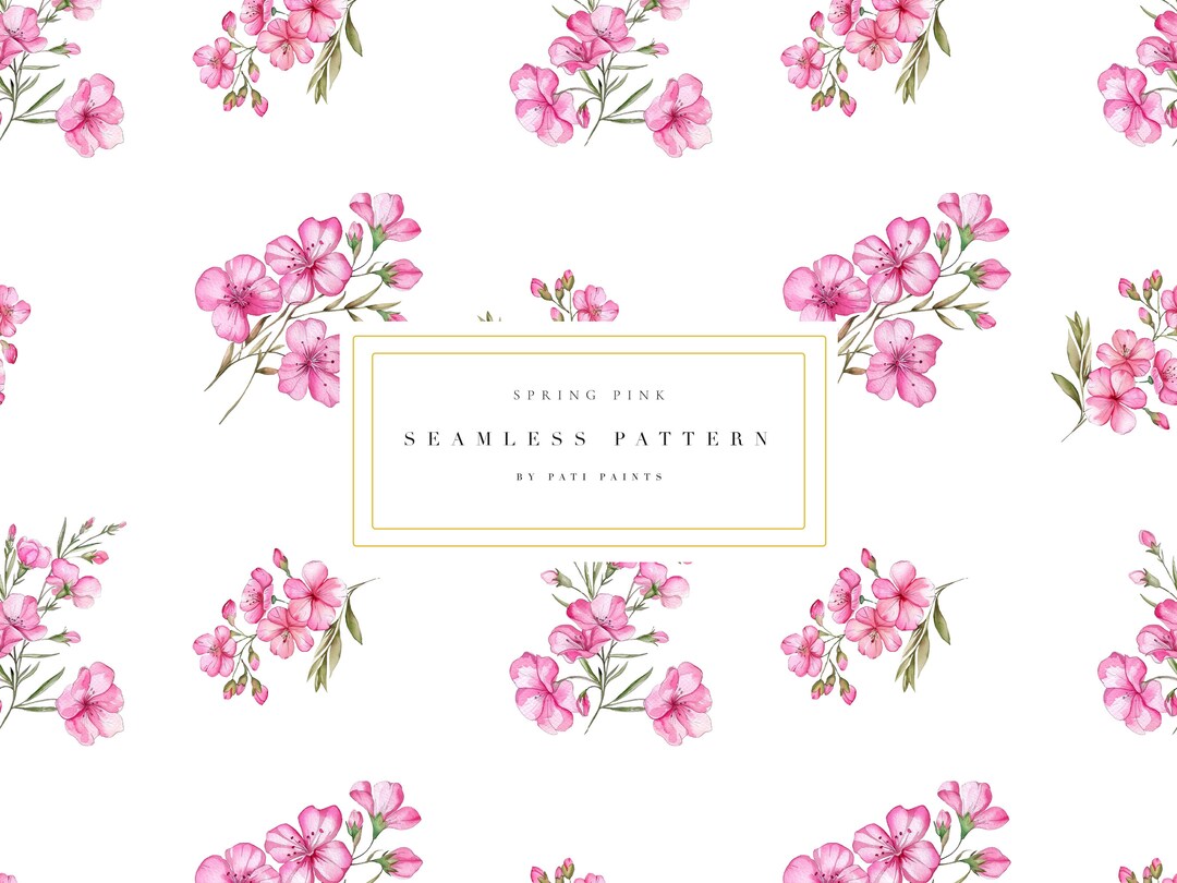 Pink Spring Flower Digital Paper - Floral Seamless Pattern - Digital ...