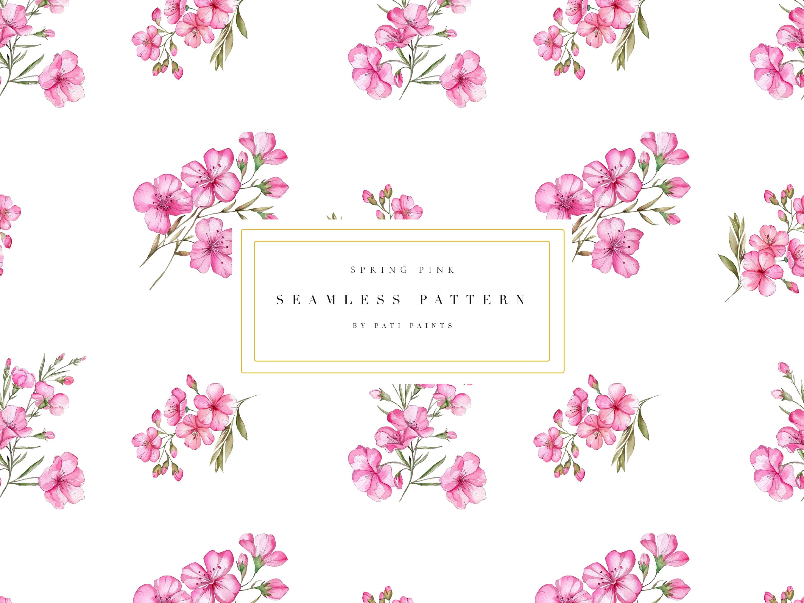 Pink Spring Flower Digital Paper Floral Seamless Pattern Digital ...