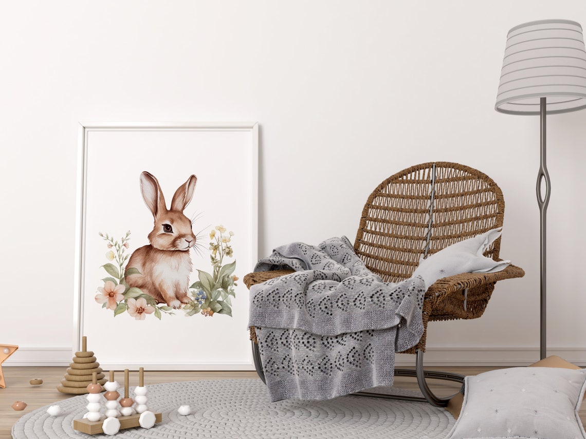 Watercolor Rabbit Clipart for Baby Shower Invite Nursery Art Happy ...