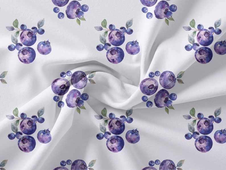 Watercolor Blueberry Digital Paper Fruit Seamless Pattern Watecolor ...