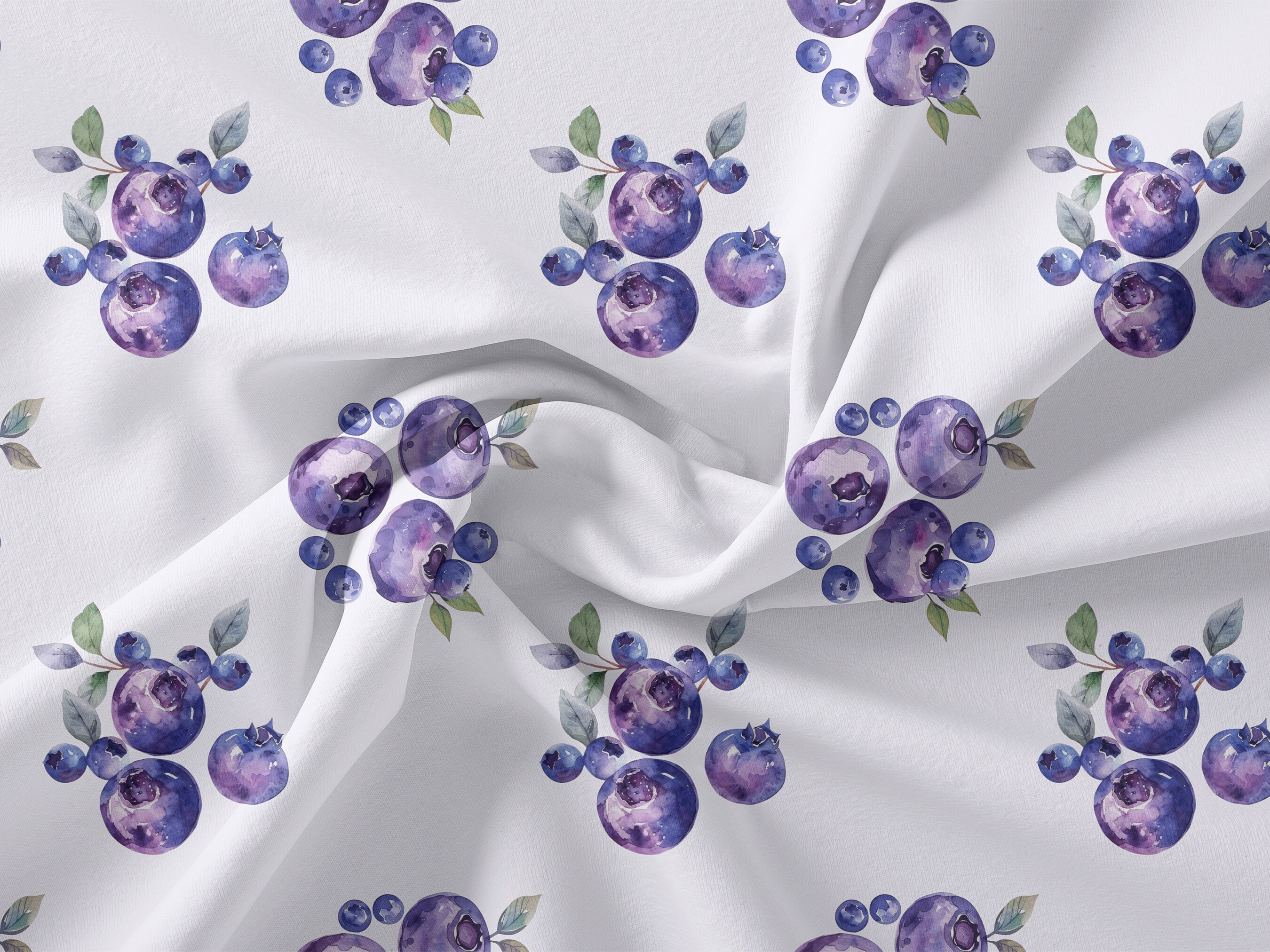 Watercolor Blueberry Digital Paper Fruit Seamless Pattern Watecolor ...