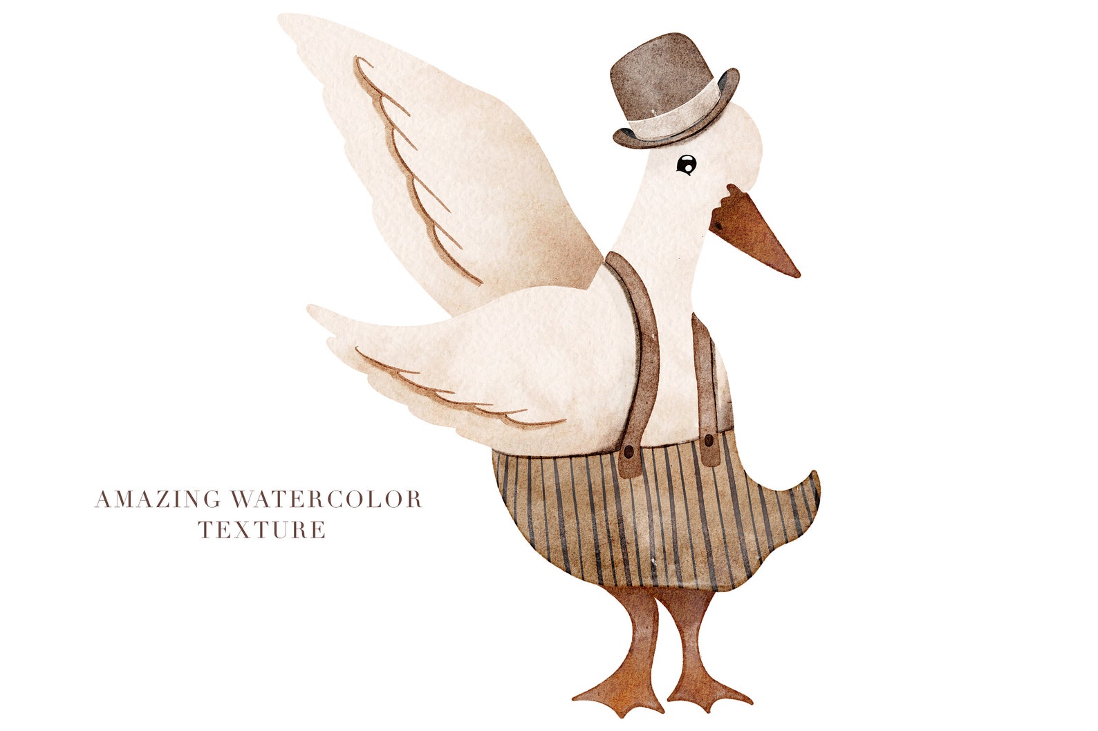 Watercolor Goose Clipart Watercolor Animal and Floral Clip - Etsy
