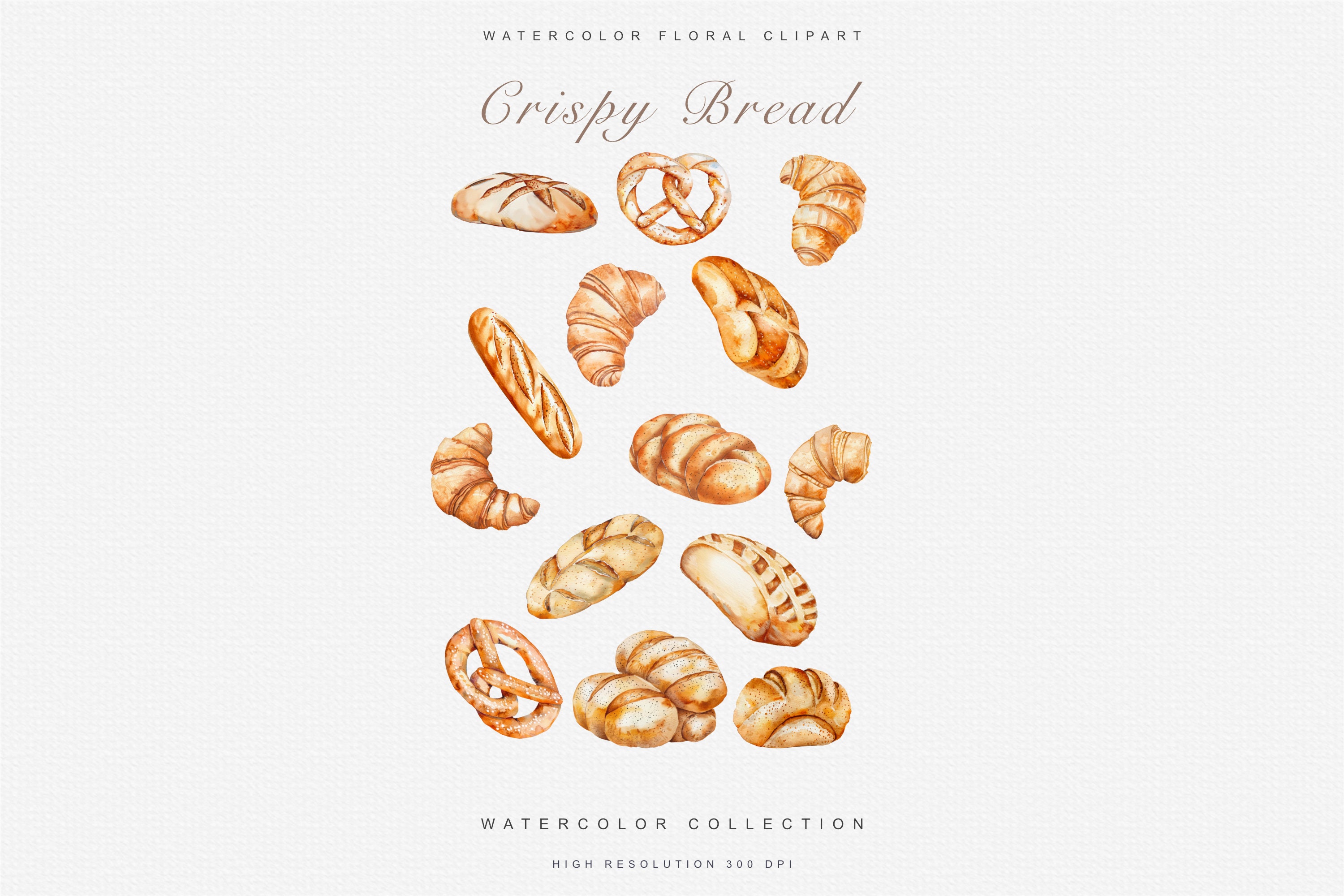 Watercolor Bakery Clipart Set for Commercial Use Digital Download Bread ...