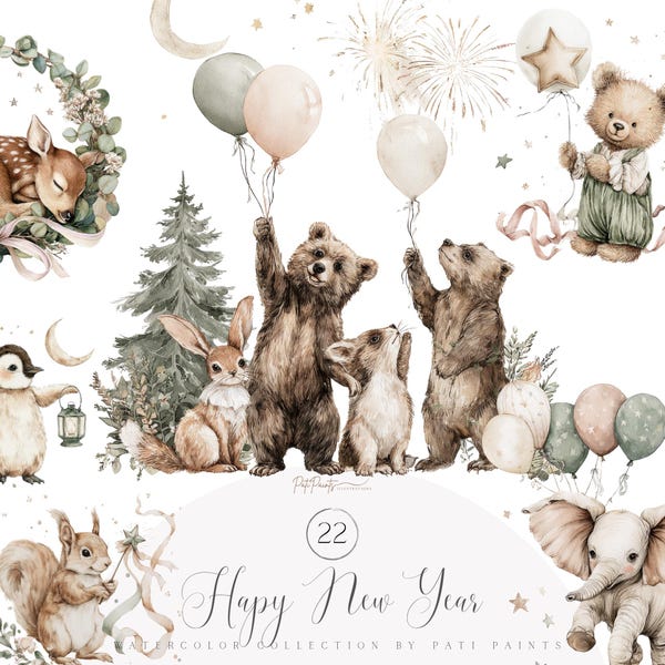 New Years Woodland Art - Etsy UK