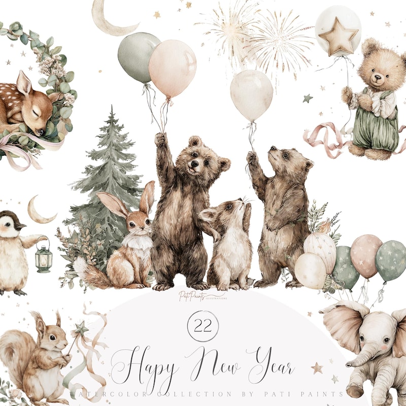 New Years Woodland Art - Etsy UK