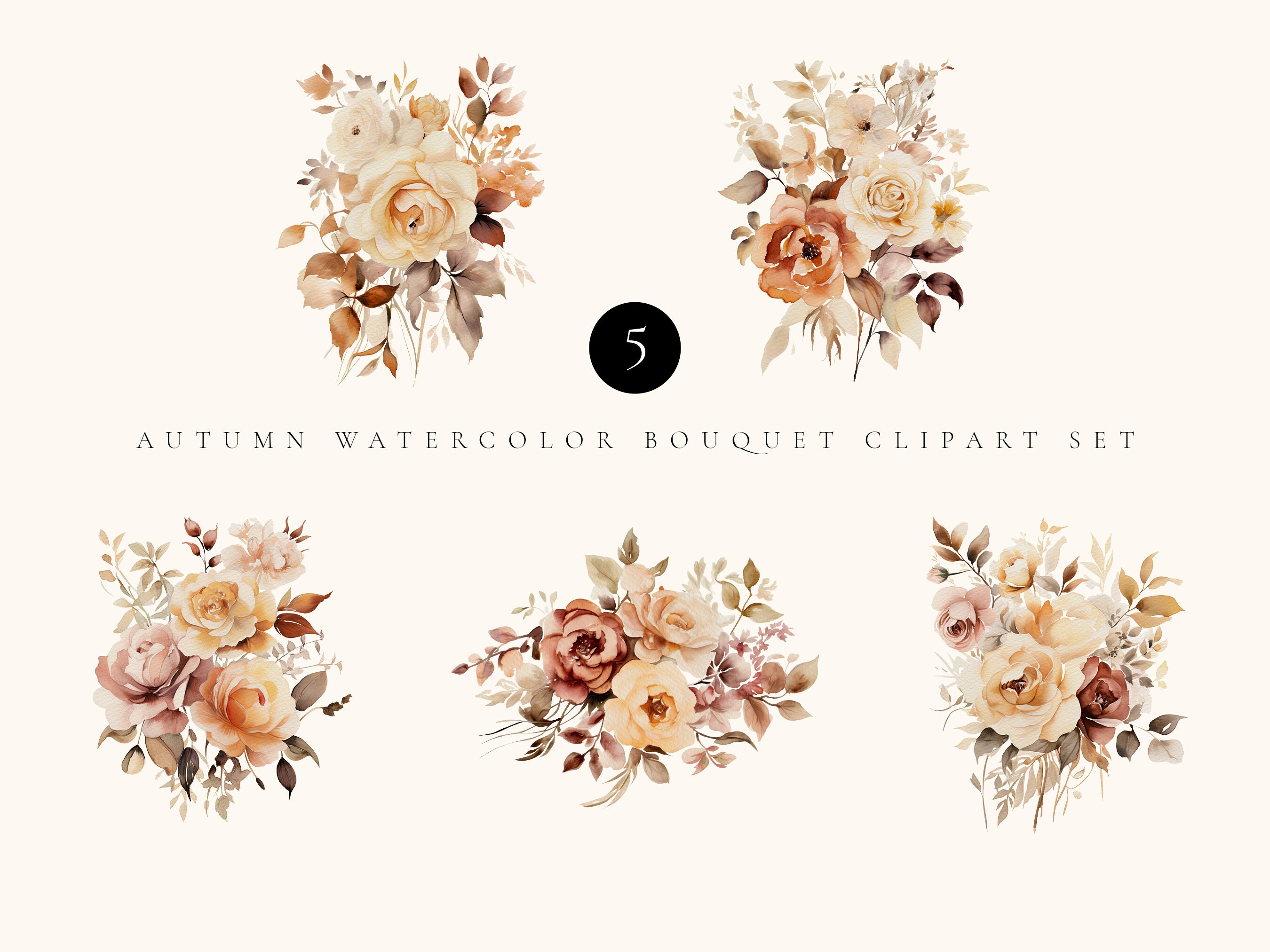 Watercolor Autumn Floral Clipart Fall Flowers Watercolor Floral ...