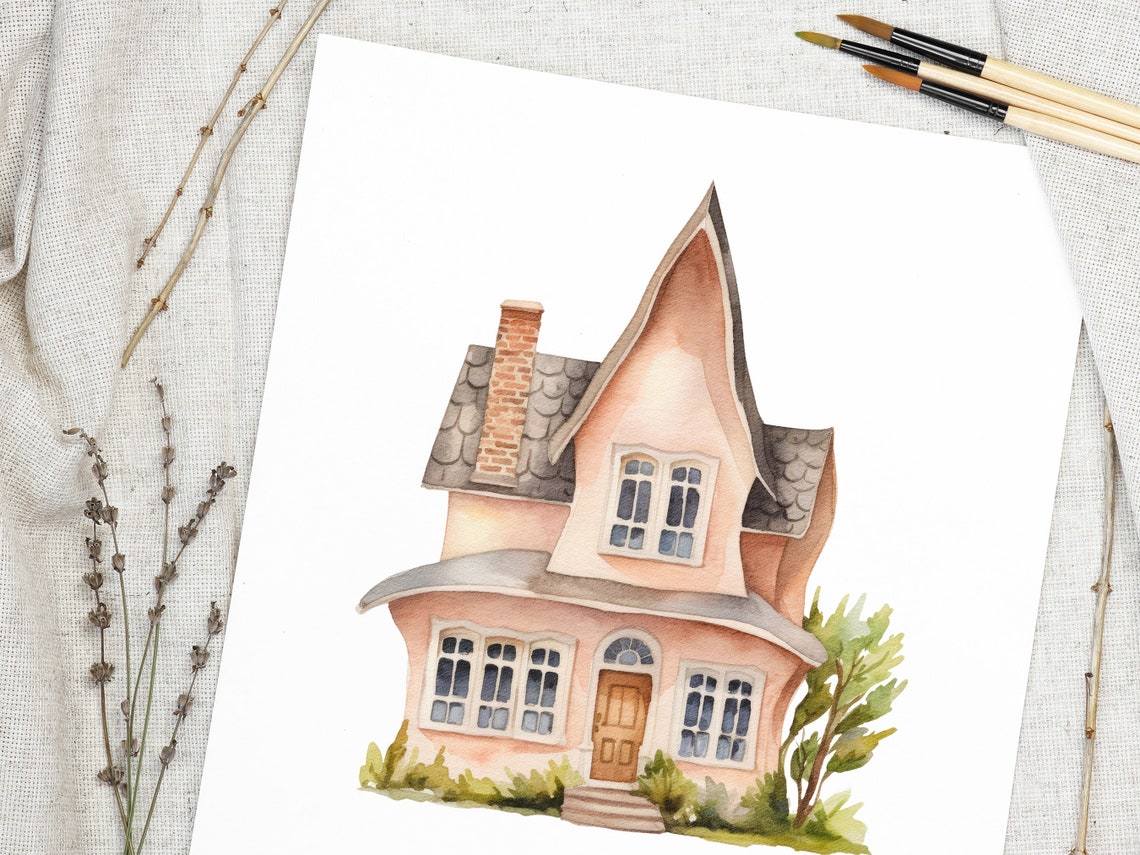 Cute House Clipart Bundle Watercolor House Clipart Nursery Clipart ...
