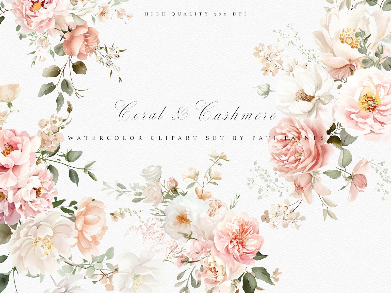 Watercolor Wedding Flower Clipart Roses Clipart Watercolor Peony ...