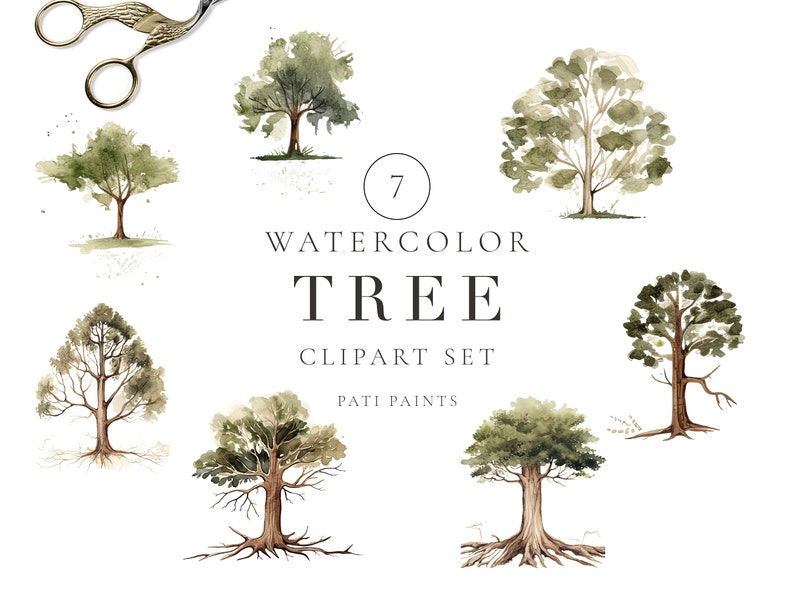 Watercolor Tree Clipart PNG Instant Download Forest Digital ...