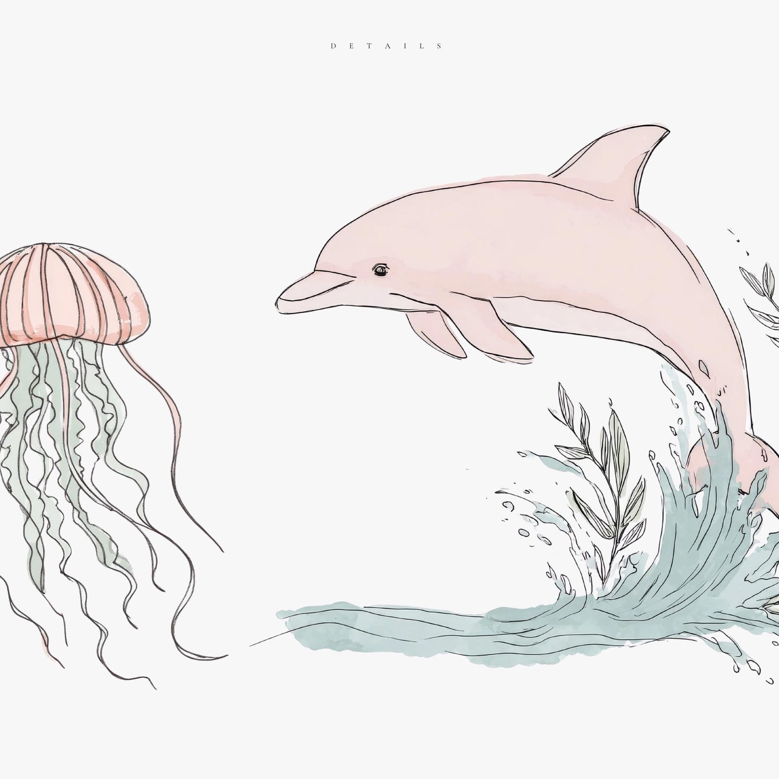 Pastel Mermaid Hand Drawn Doodles Clipart Set, Calm Ocean Pngs, Under ...