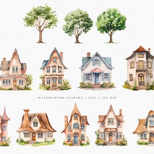 Cute House Clipart Bundle - Watercolor House Clipart - Nursery Clipart ...